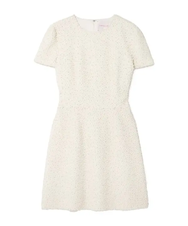 Carolina Herrera Embellished Wool-blend Crepe Mini Dress - White