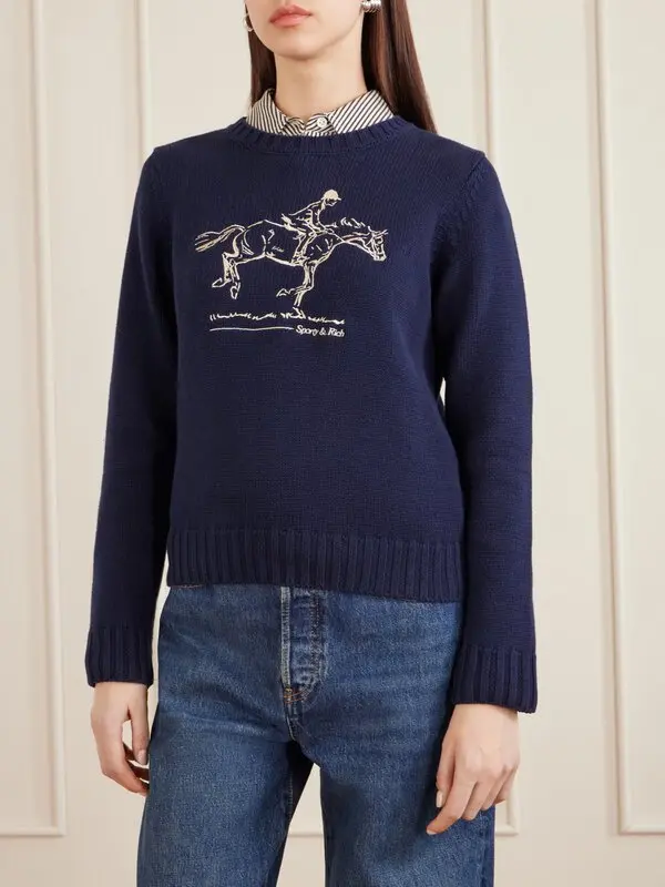 SPORTY  RICH Sporty & Rich Embroidered Crew Neck Sweater