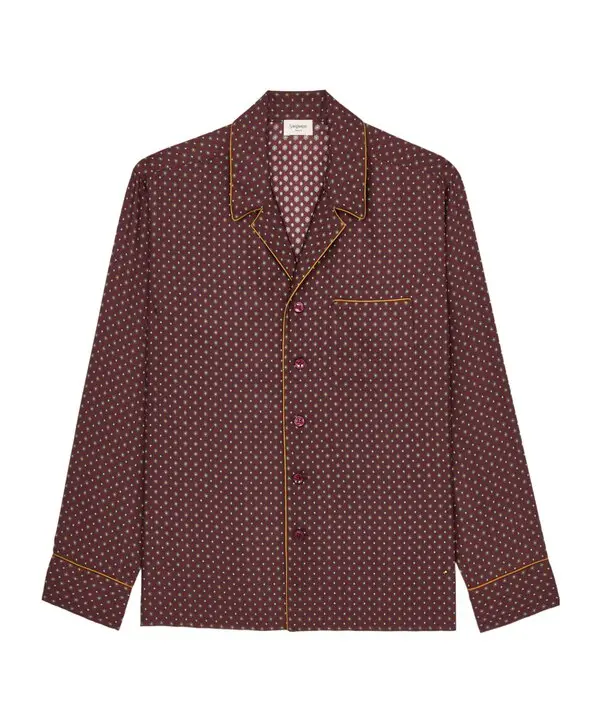 Saint Laurent Pajama-style Shirt In Hexagon Silk Twill - Red