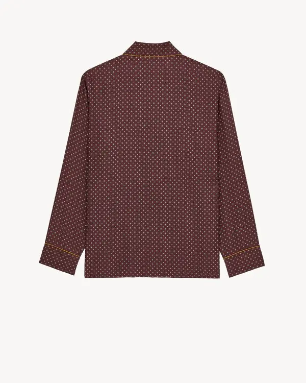 Saint Laurent Pajama-style Shirt In Hexagon Silk Twill