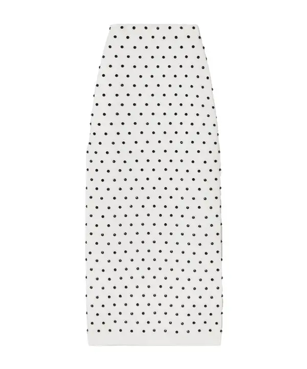 Carolina Herrera Crystal-embellished Knitted Midi Skirt - White