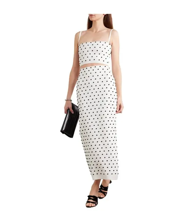Carolina Herrera Crystal-embellished Knitted Midi Skirt