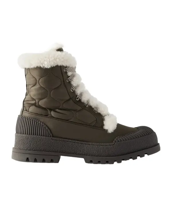AQUAZZURA Shearling-lined Quilted Nylon And Leather Ankle Boots - Black