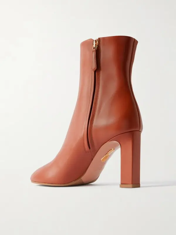 AQUAZZURA Solid Color Leather Ankle Boots