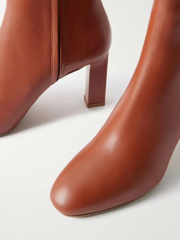 AQUAZZURA Solid Color Leather Ankle Boots