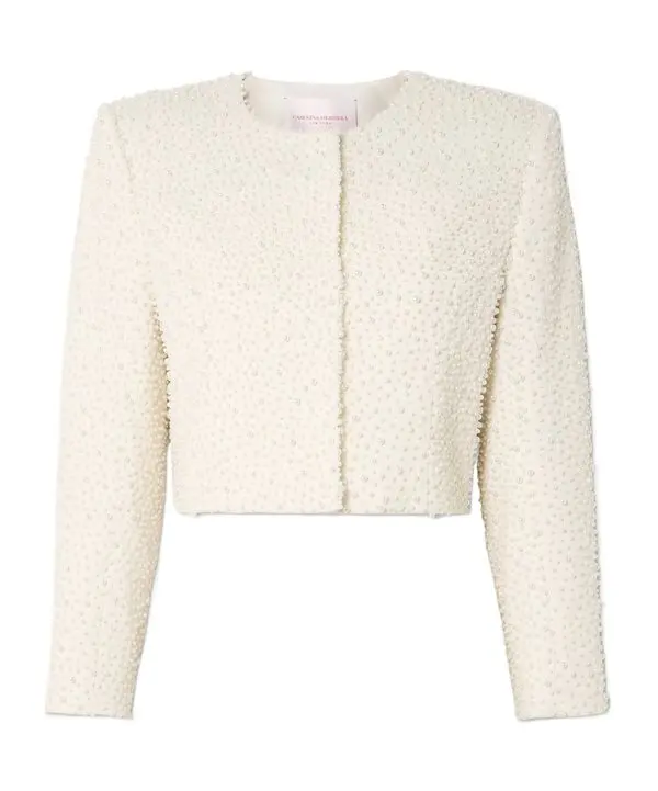 Carolina Herrera Wool Blend Crepe Coat - White