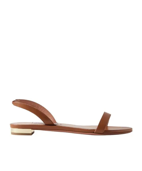 AQUAZZURA Leather Slingback Sandals - Brown