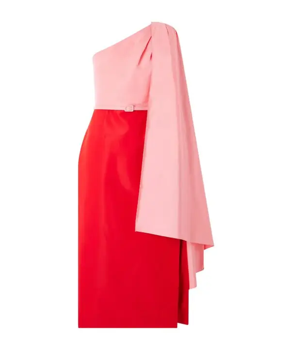 Carolina Herrera Lace-up Color-blocked Dress - Red