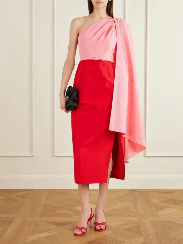 Carolina Herrera Lace-up Color-blocked Dress
