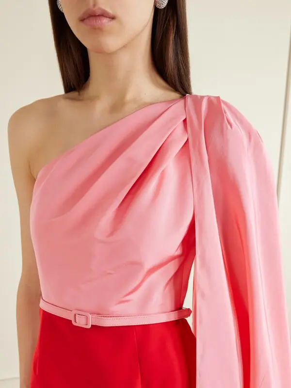 Carolina Herrera Lace-up Color-blocked Dress