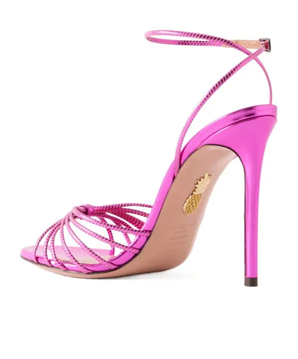 AQUAZZURA Mirrored Metallic Leather Sandals