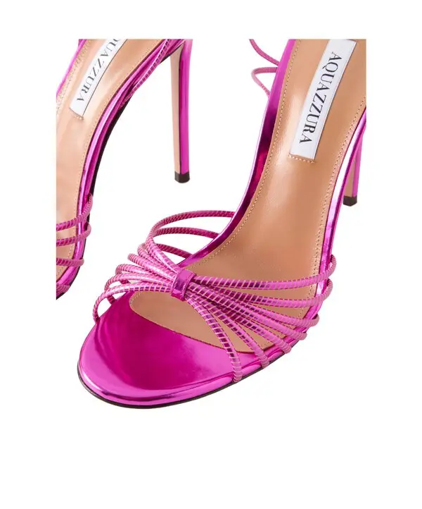AQUAZZURA Mirrored Metallic Leather Sandals