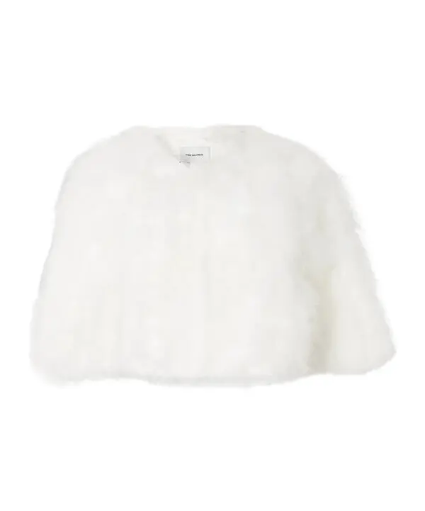 YVES SALOMON Cropped Feather Jacket - White