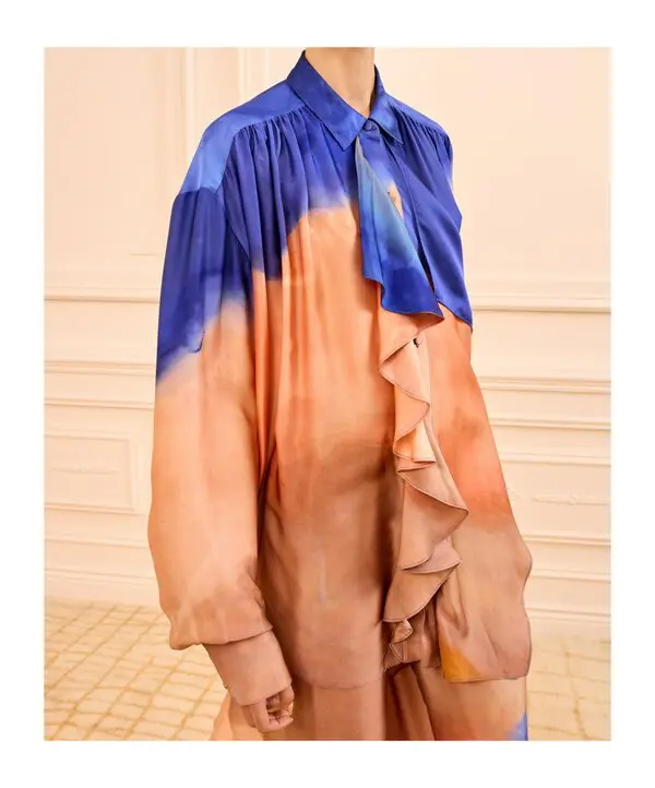 Ulla Johnson Long Sleeve Asymetric Ruffle Blouse
