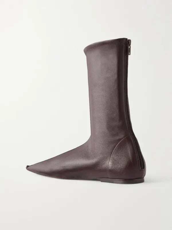 Khaite Solid Leather Ankle Boots