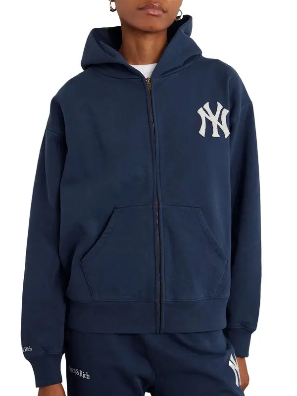 SPORTY  RICH Cotton-jersey Zip-up Hoodie