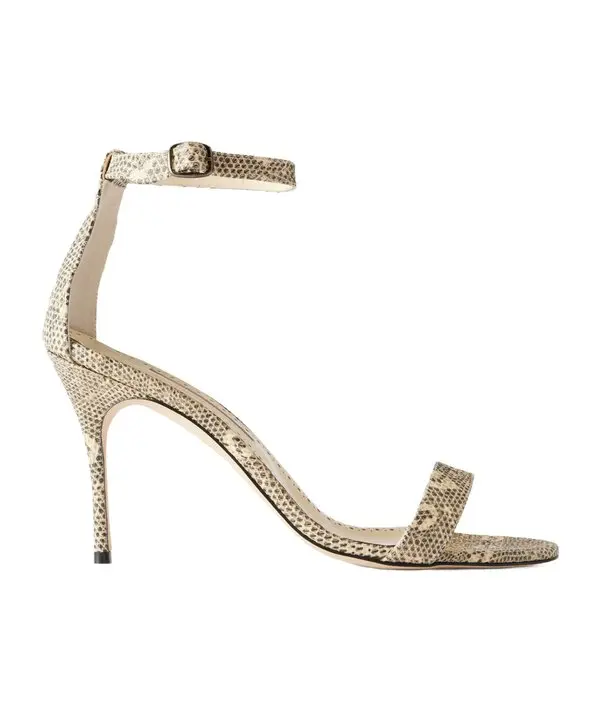 Manolo Blahnik Snake-effect Leather Sandals - Nude