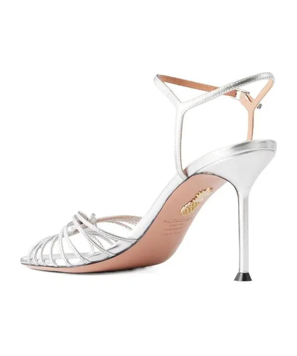 AQUAZZURA Knotted Metallic Leather Sandals