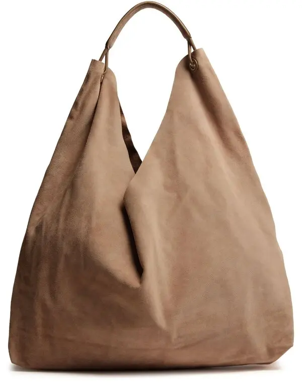THE ROW Bindle Three Bag In Suede - Beige