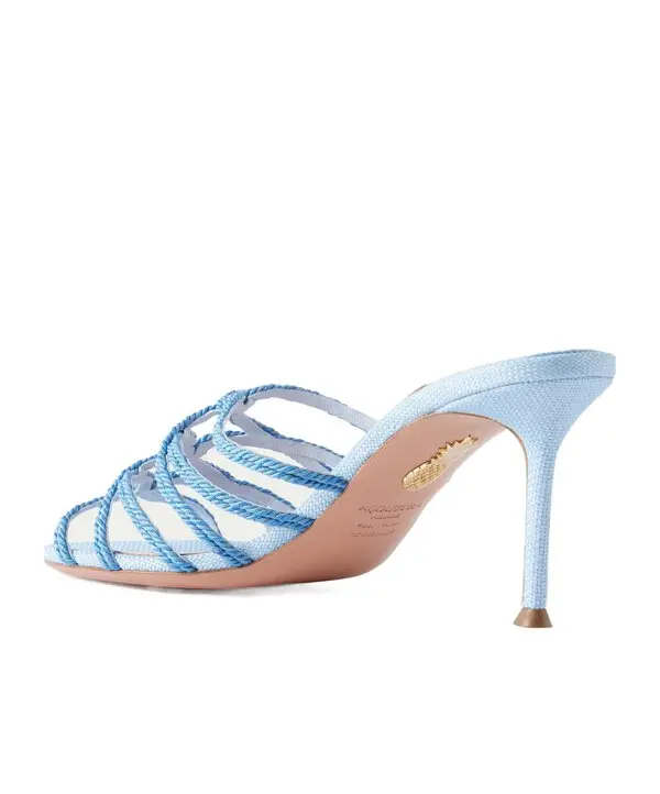 AQUAZZURA Raffia-trimmed Cord Mules