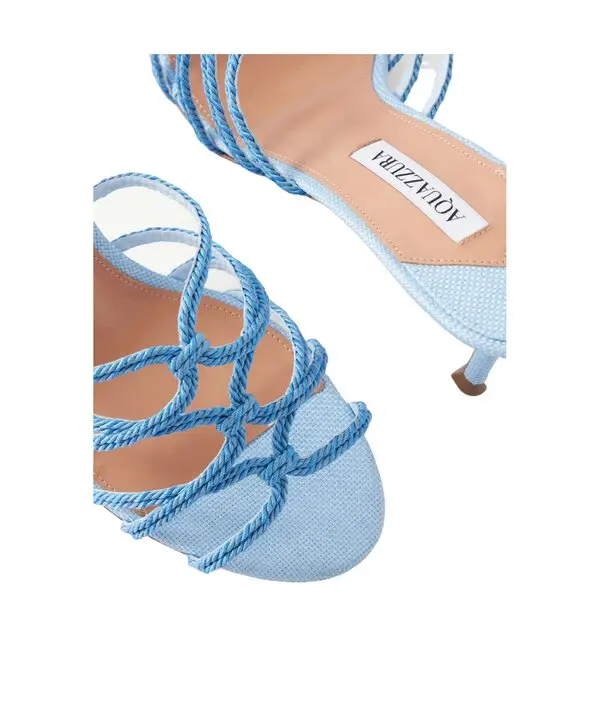 AQUAZZURA Raffia-trimmed Cord Mules
