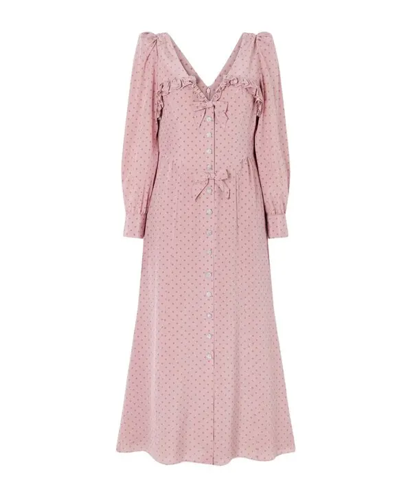 Alessandra Rich Polka Dot Dress With Bow - Pink