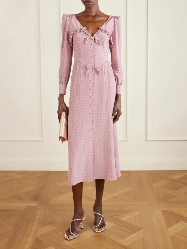 Alessandra Rich Polka Dot Dress With Bow