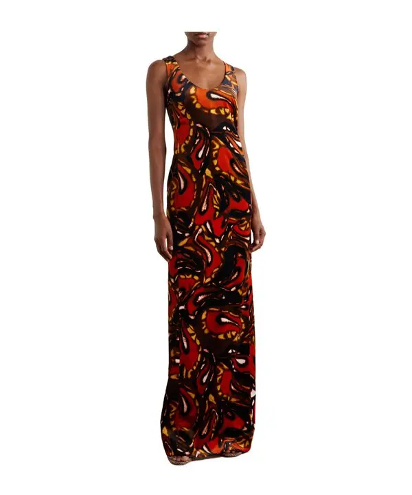 Dries Van Noten Printed Cotton-blend Velvet Maxi Dress