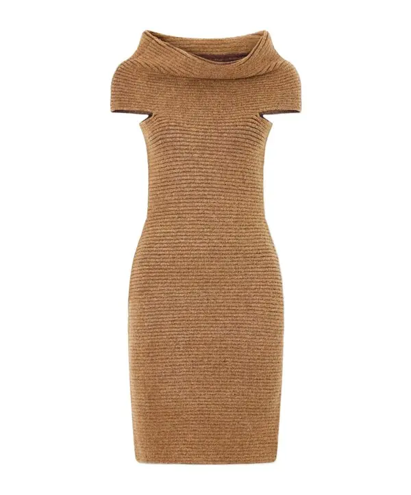 Magda Butrym Knitted Jersey Midi Dress - Brown
