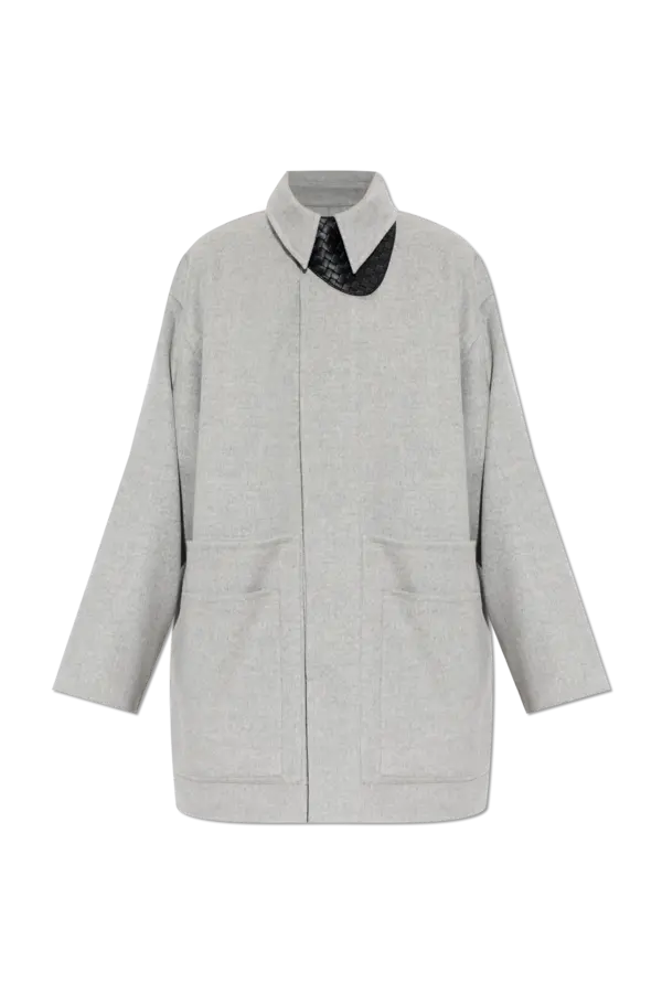 Bottega Veneta Wool Coat With Pockets - Grey