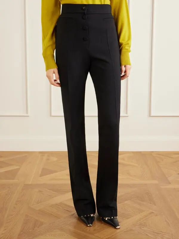 Valentino Garavani Wool Crepe Straight Leg Pants