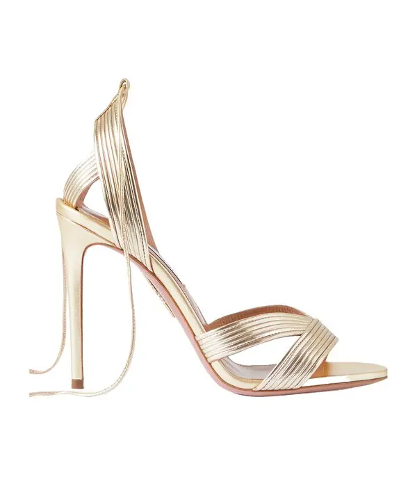 AQUAZZURA Gold Pleated Highheel Sandals - Nude