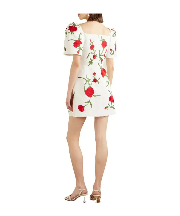 Carolina Herrera Embellished Floral Silk-faille Mini Dress