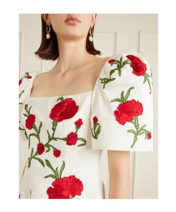 Carolina Herrera Embellished Floral Silk-faille Mini Dress