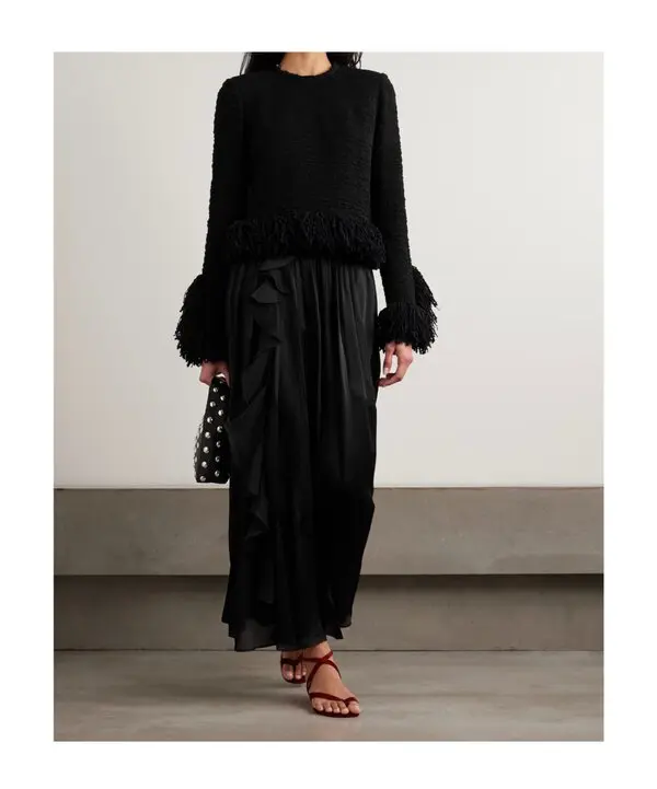 Ulla Johnson Zena Asymmetric Ruffled Pleated Silk-chiffon Midi Skirt
