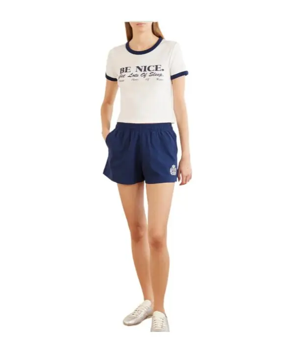 SPORTY  RICH Logo-print Ringer T-shirt