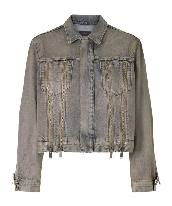 HAIKURE Detailed Denim Jacket - Gray