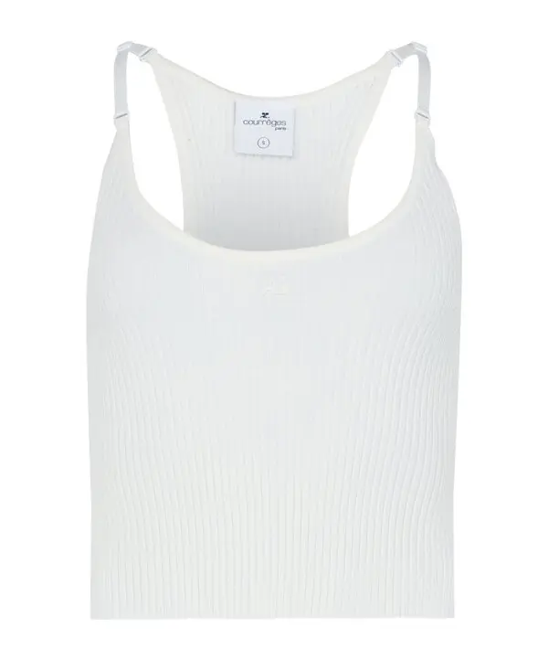 COURREGES Sleeveless Ribbed Tank Top - White