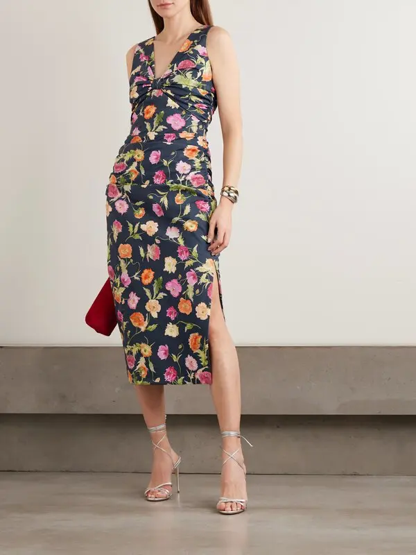 Carolina Herrera Pleated Print Dress