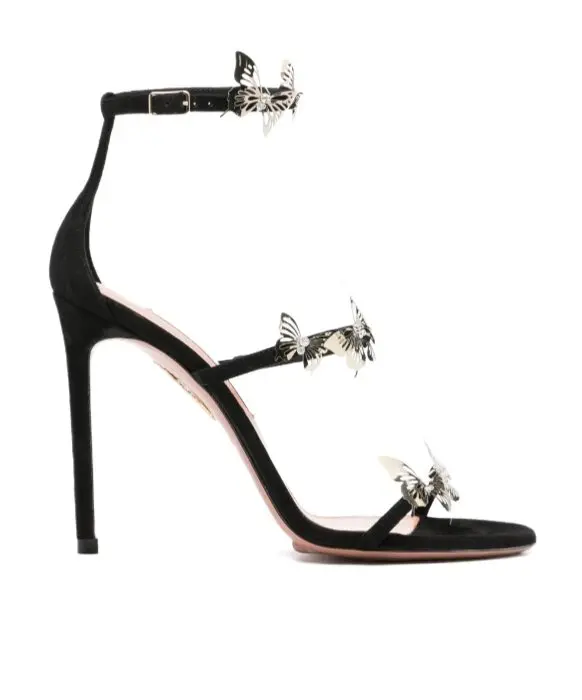 AQUAZZURA Butterfly-embellished Heeled Sandals - Black