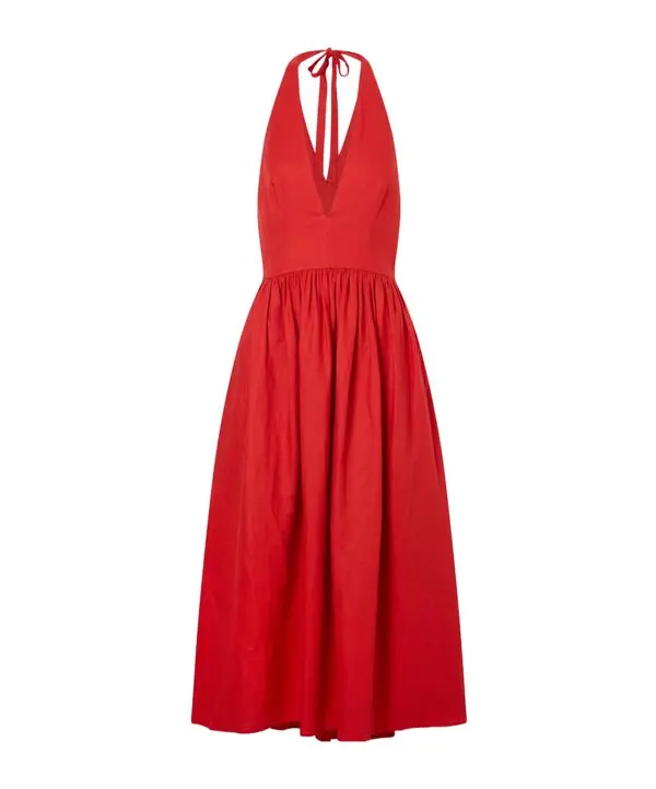 Staud Grazia Pleated Dress - Red