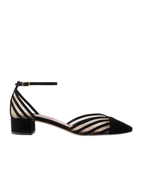 AQUAZZURA Alana 35 Suede-trimmed Mesh Pumps - Black