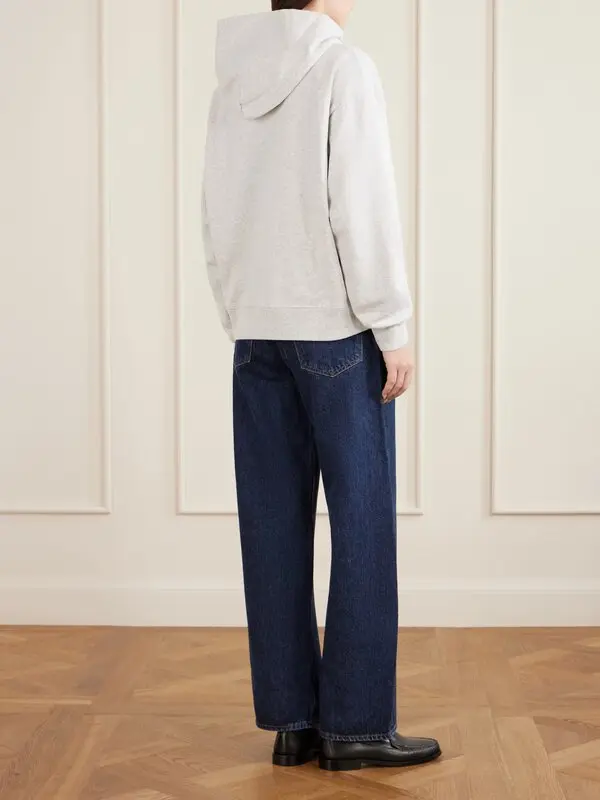 SPORTY  RICH Printed Zip-up Hooded Sweatshirt