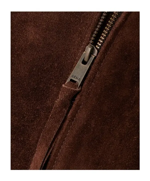 ARMA Cropped Suede Zip-up Bomber Jacket