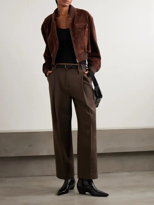 ARMA Cropped Suede Zip-up Bomber Jacket