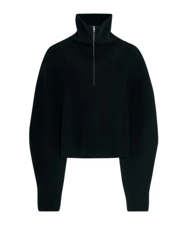 LEMAIRE Ribbed Zip-up Turtleneck Sweater