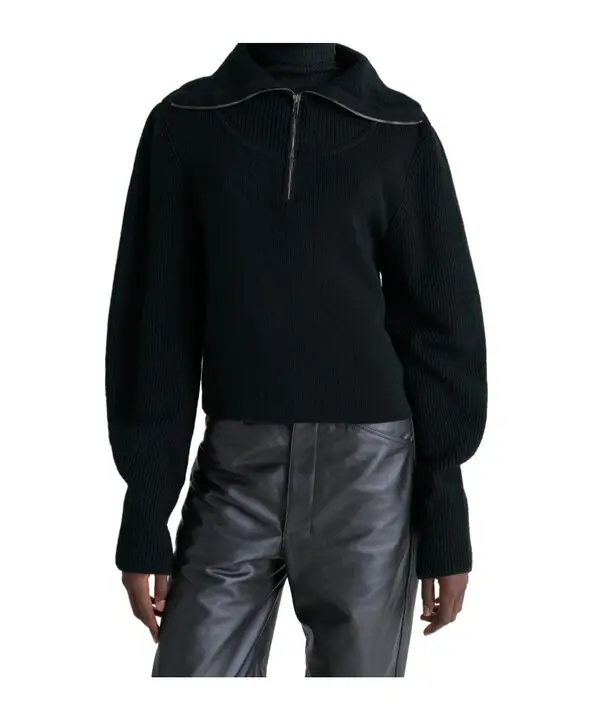 LEMAIRE Ribbed Zip-up Turtleneck Sweater