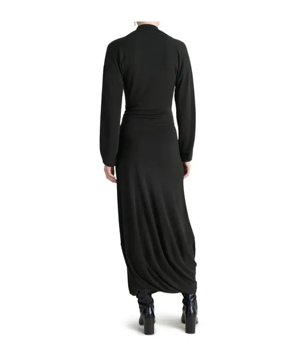 LEMAIRE V-neck Maxi Dress With Belted Waist And Draped Pocket