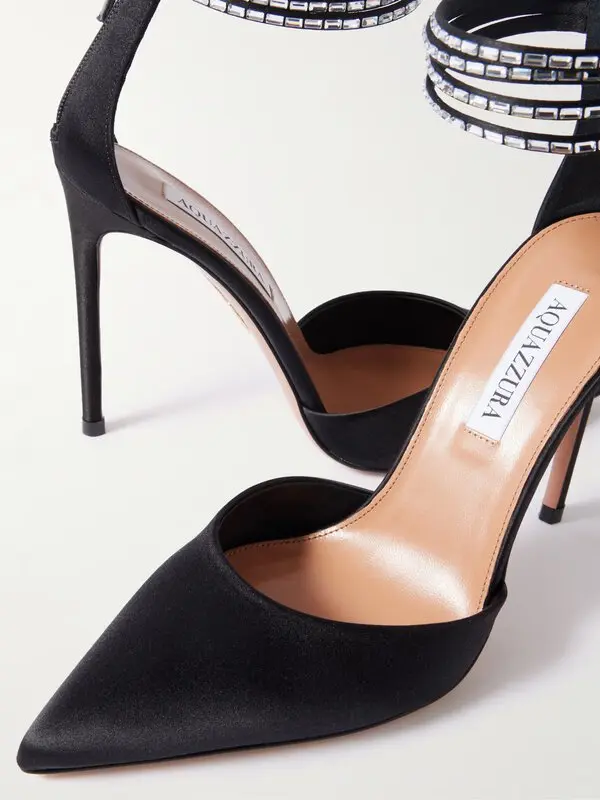 AQUAZZURA Crystal-embellished Satin Pumps