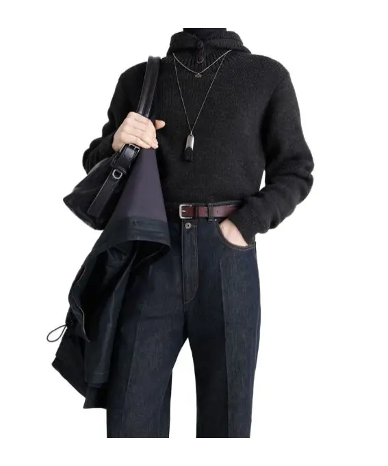 LEMAIRE Ribbed Hooded Sweater With Buttoned Closure